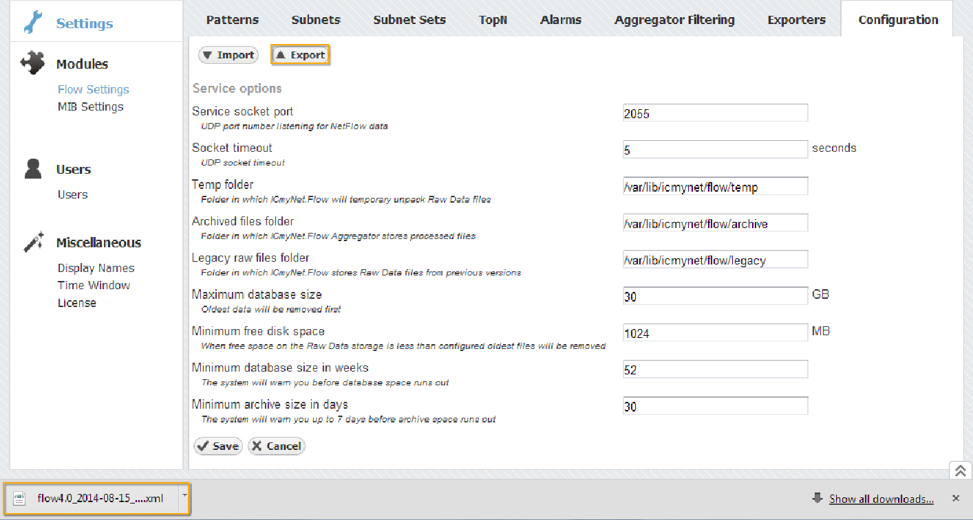 Importing/Exporting Configuration - NetVizura 4.3.0 User Guide - NetVizura User Guide